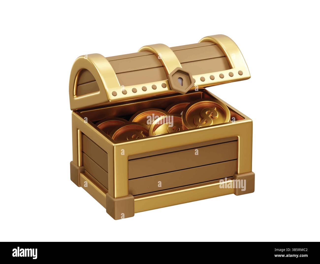 treasure chest 3d icon 3d illustration. treasure box with gold coin ...