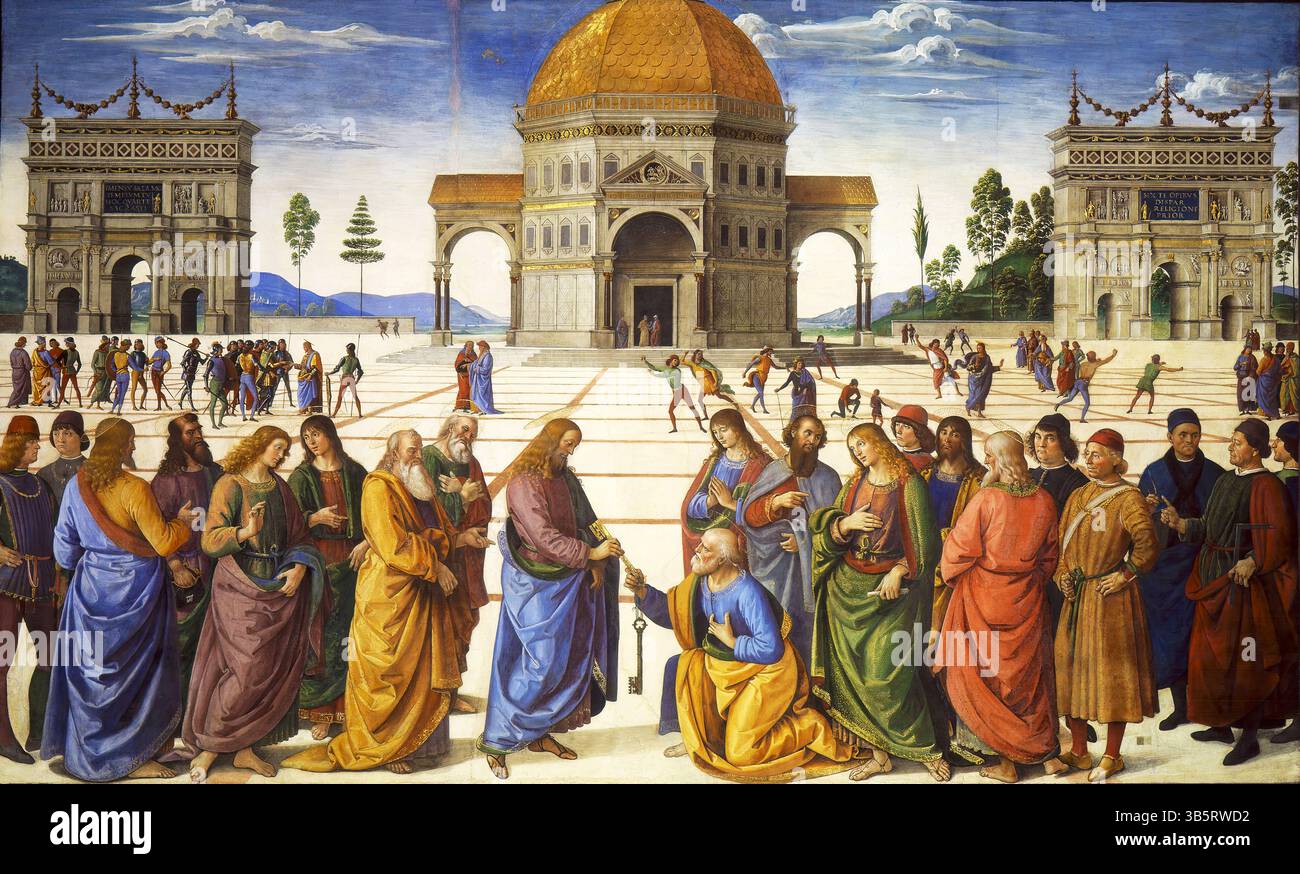 The delivery of the keys fresco in the sistine chapel hi-res stock ...