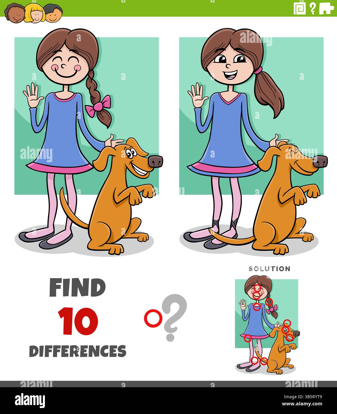 Cartoon illustration of finding the differences between pictures ...