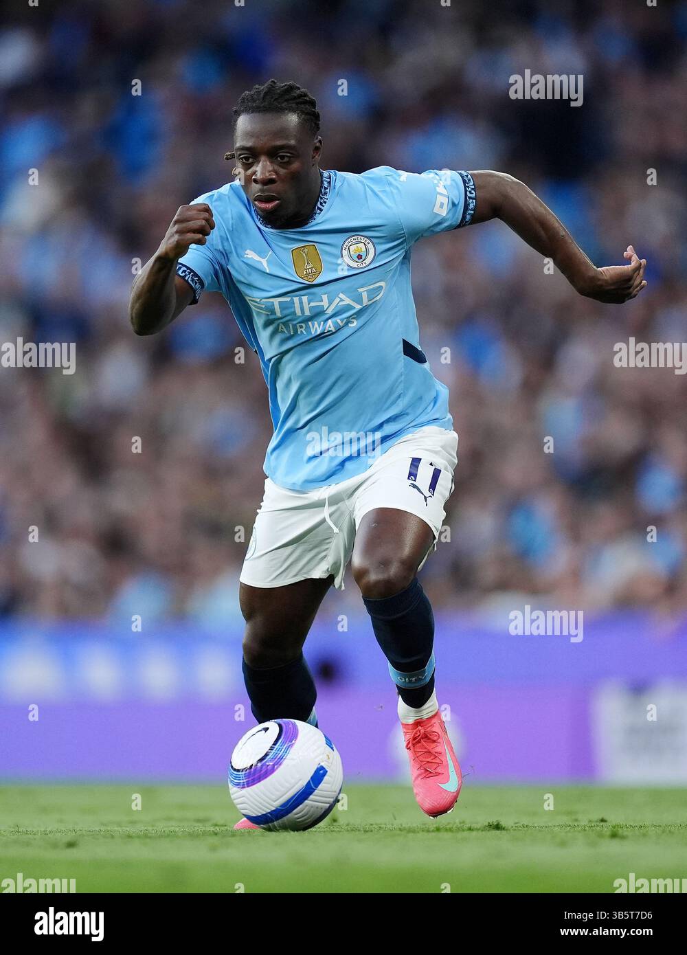 Manchester City's Jeremy Doku during the Premier League match at Etihad ...