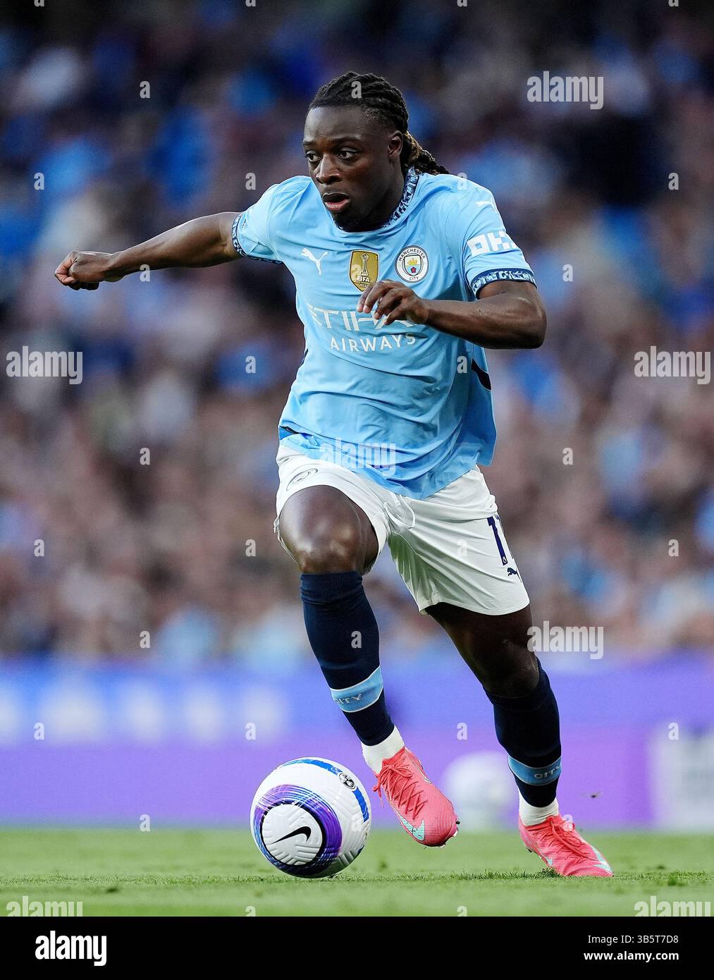 Manchester City's Jeremy Doku during the Premier League match at Etihad ...