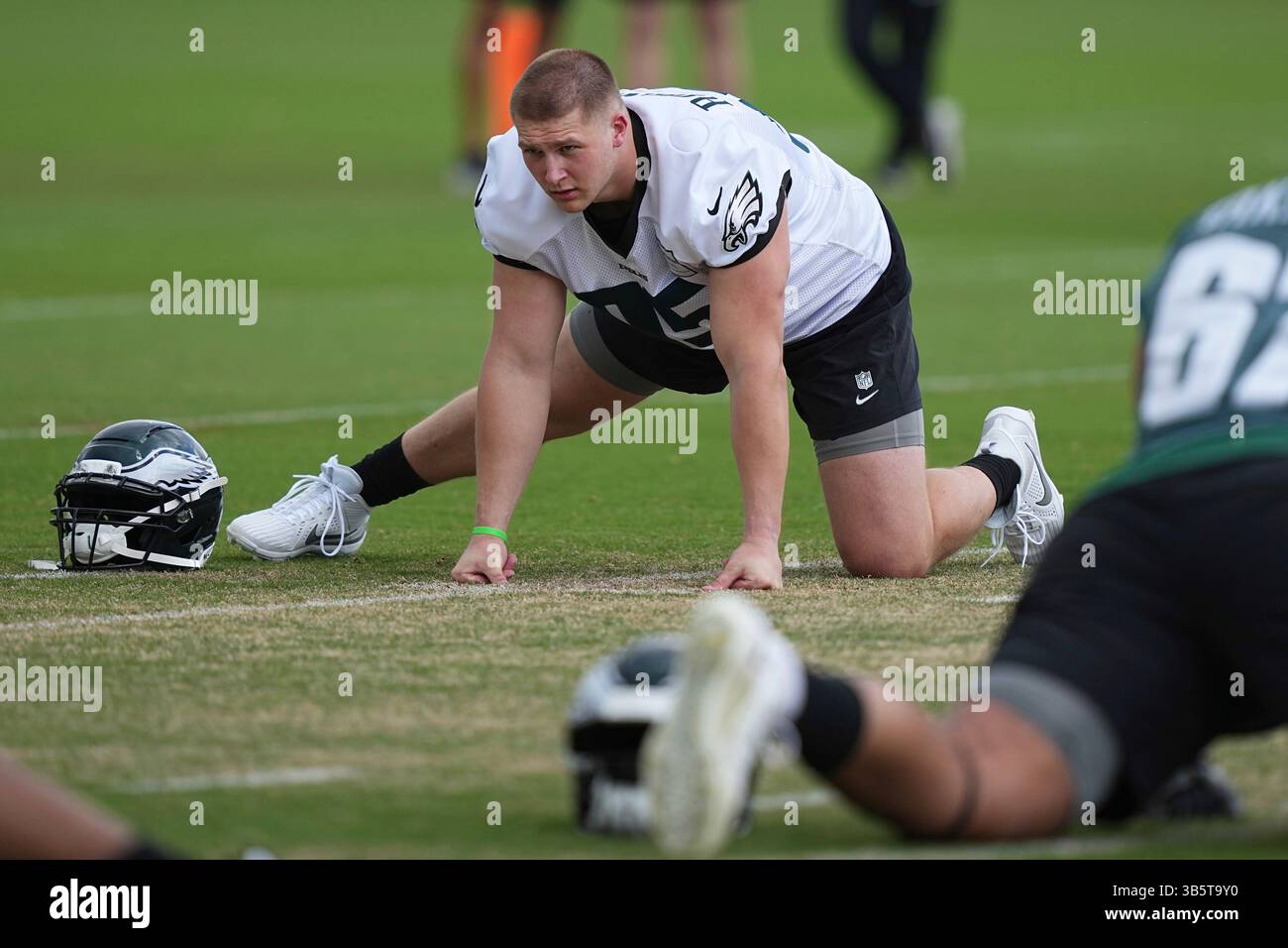 Philadelphia Eagles' Ty Robinson warms up during the NFL football team ...