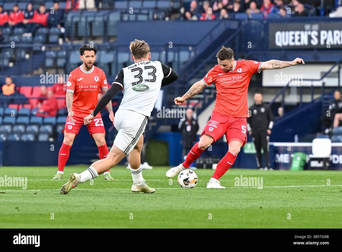 Glasgow, Scotland, UK. 2nd May, 2025. Callum Fordyce of Raith Rovers ...