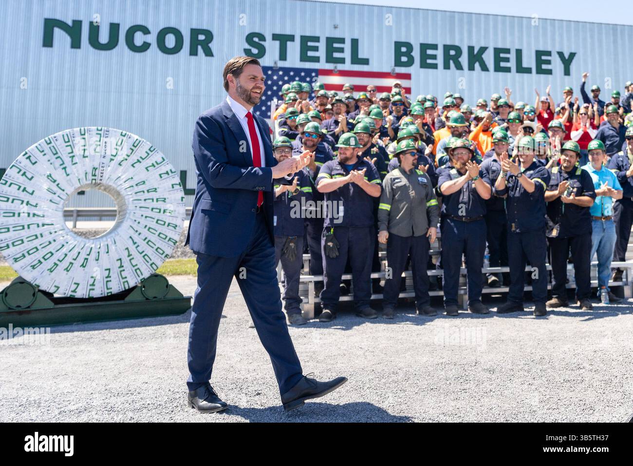 Huger, USA. 01st May, 2025. Vice President JD Vance delivers remarks at ...