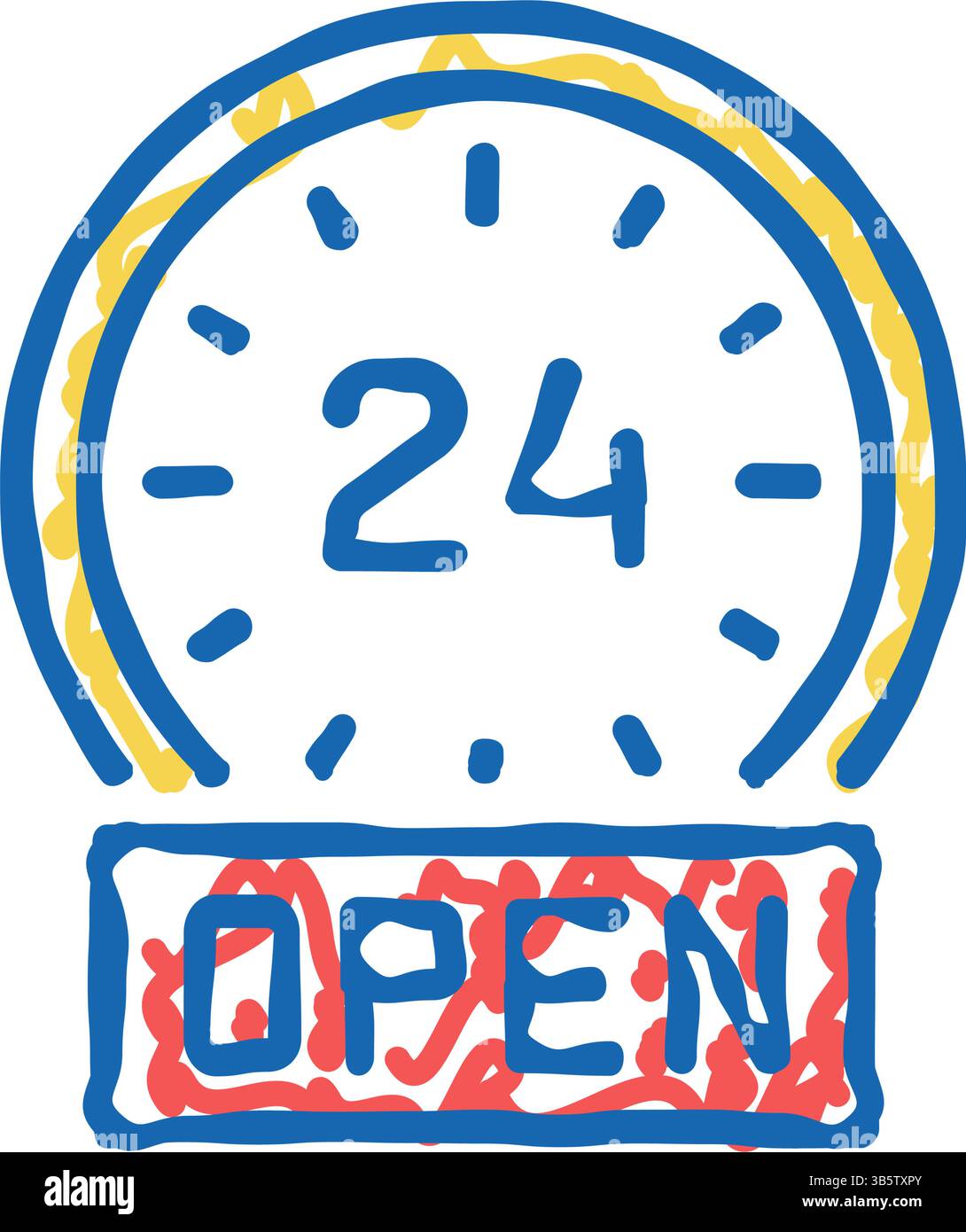 round clock work motel icon doodle illustration Stock Vector Image ...