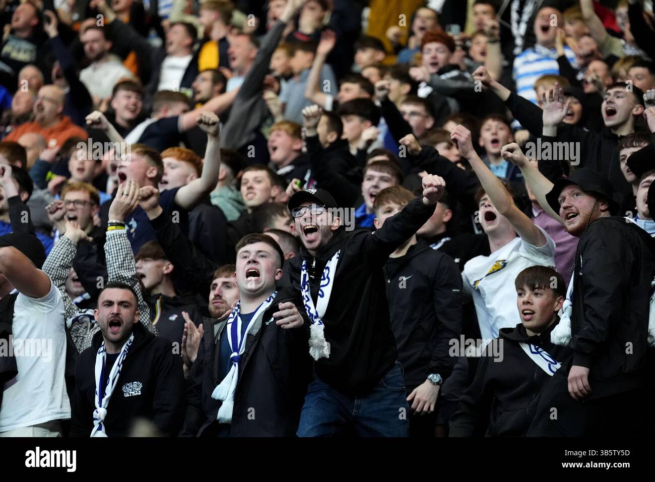 Falkirk fans celebrate their sides second goal of the game during the ...