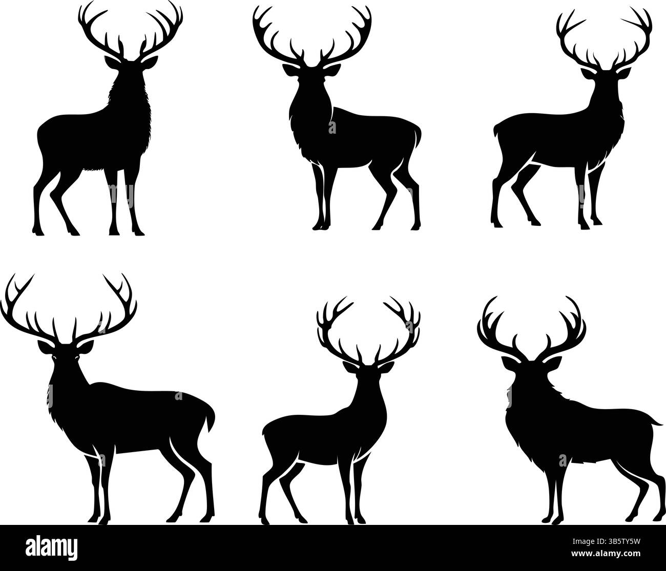 Set black outline deer Cut Out Stock Images & Pictures - Alamy