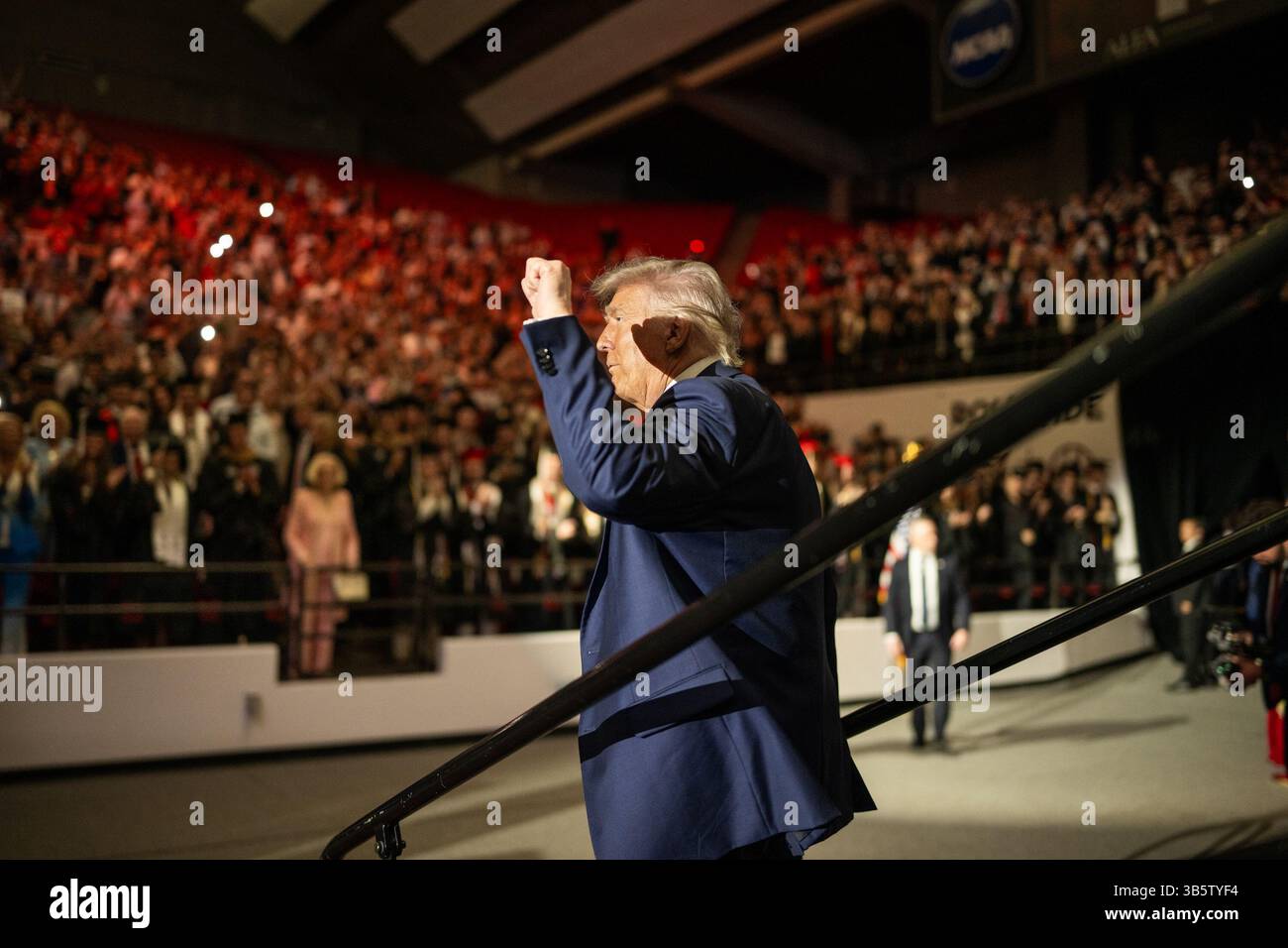 President Donald Trump delivers the Commencement address at the ...
