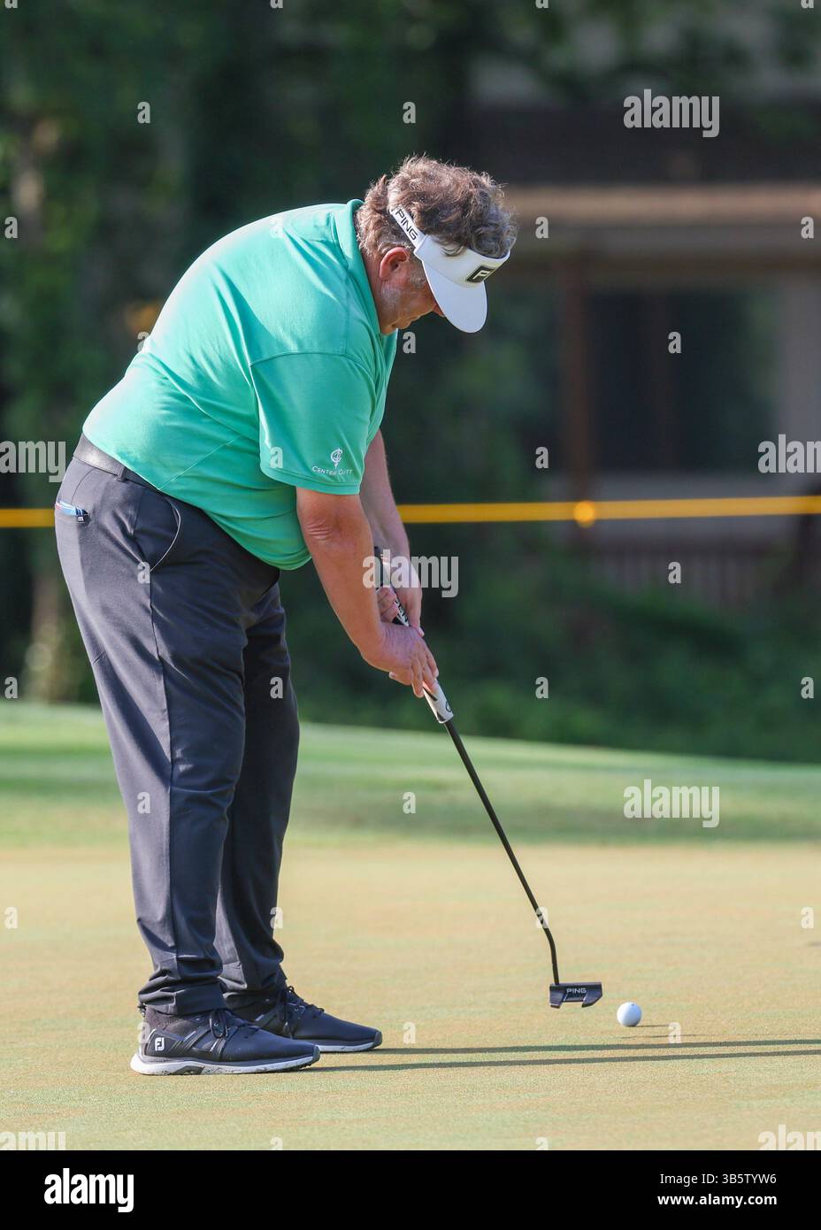 THE WOODLANDS, TX - MAY 02: Tim Herron putts on 10 green during the ...