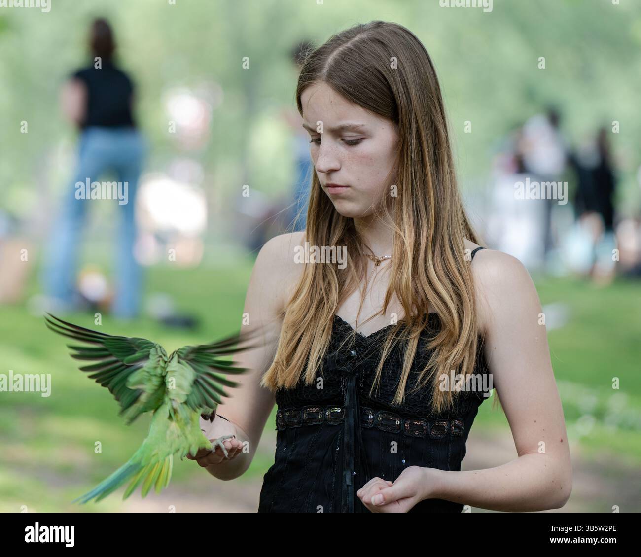 May 2, 2025, London, England, United Kingdom: A woman feeds a rose ...