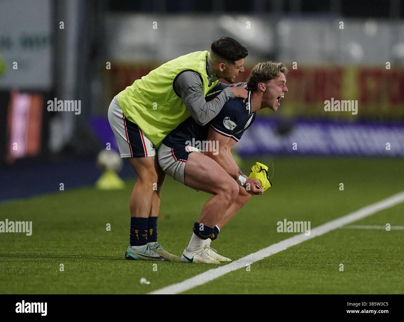 Falkirk FC's Ethan Ross celebrates their sides third goal during the ...