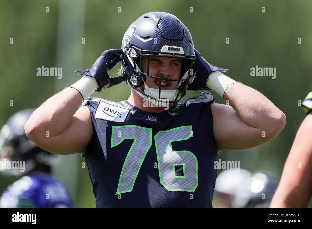 Seattle Seahawks guard Grey Zabel participates during the NFL football ...