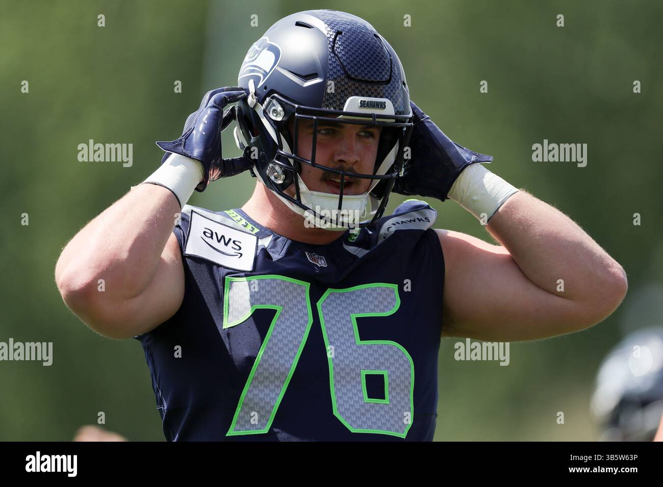 Seattle Seahawks guard Grey Zabel participates during the NFL football ...