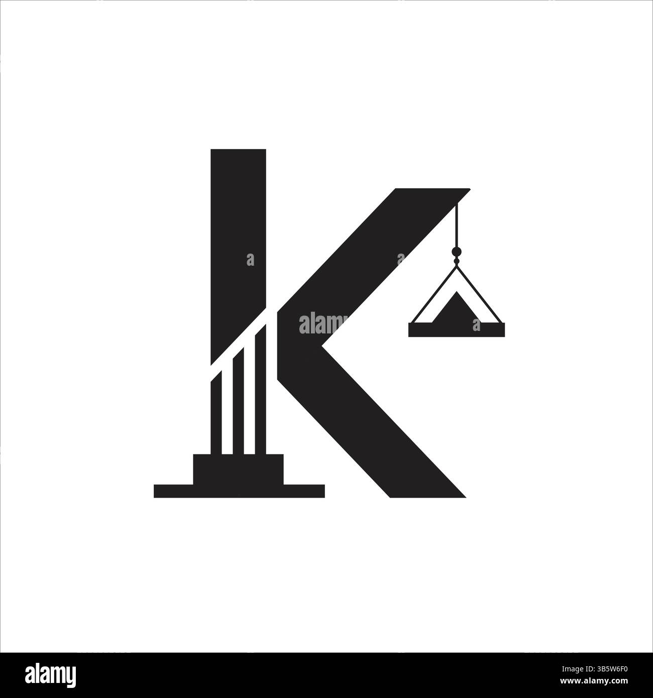 Construction Letter K Logo Design, Bold Architectural Initial with ...