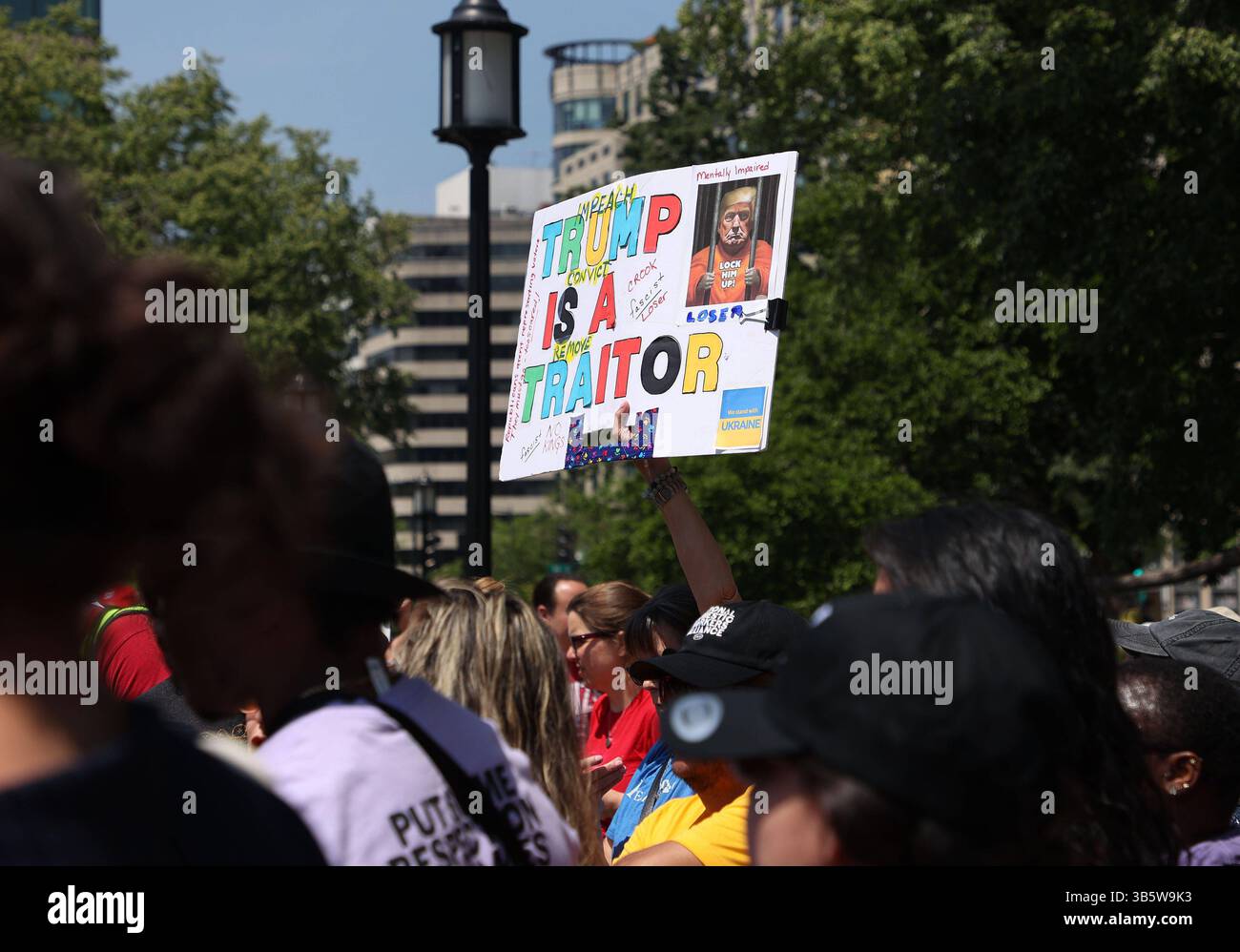 May Day Protest in Washington, USA - 01 May 2025. Demonstrators hold ...
