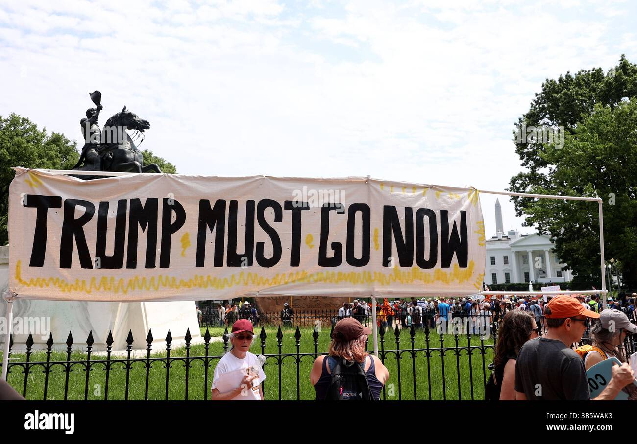 May Day Protest in Washington, USA - 01 May 2025. Demonstrators hold ...