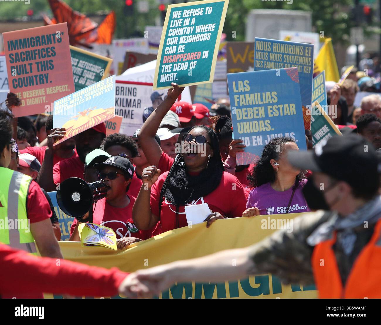 May Day Protest in Washington, USA - 01 May 2025. Demonstrators hold ...