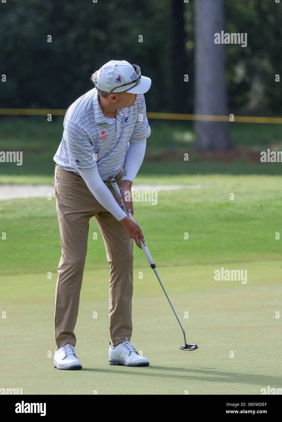 THE WOODLANDS, TX - MAY 02: Jason Caron watches his putt on 10 green ...