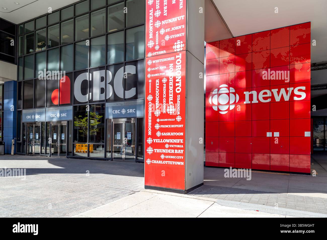 Entrance to Canadian Broadcasting Centre in Toronto, headquarters of ...