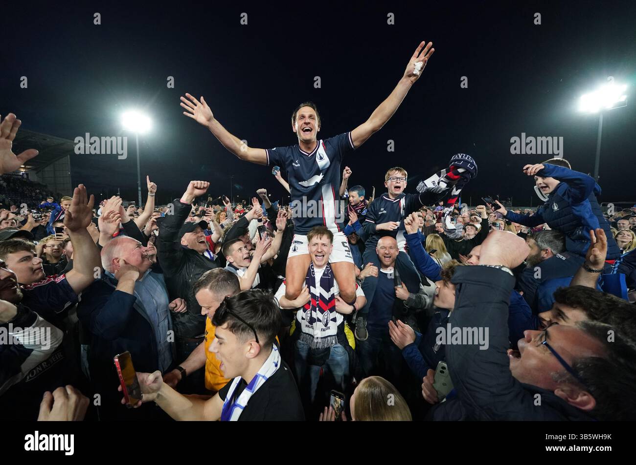 Falkirk FC's Liam Henderson celebrates winning the league after the ...