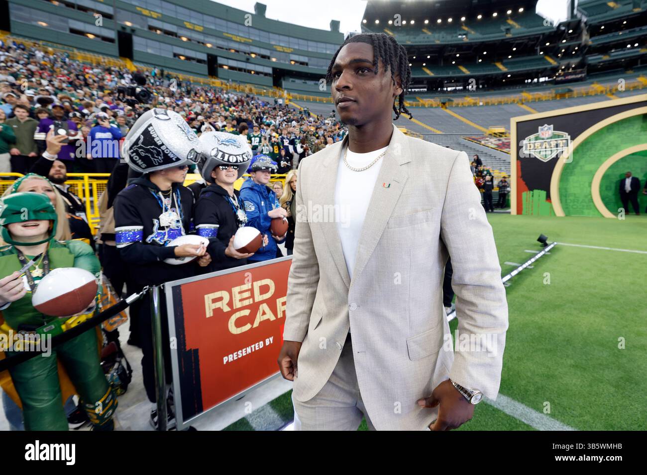 Miami quarterback Cameron Ward on the red carpet before the 2025 NFL ...