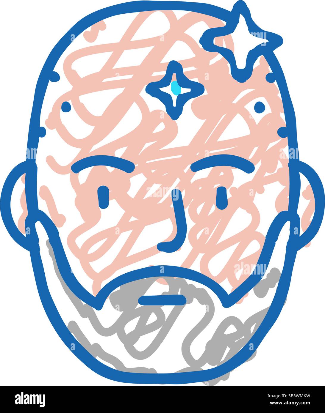 bearded man with shaved head icon doodle illustration Stock Vector ...