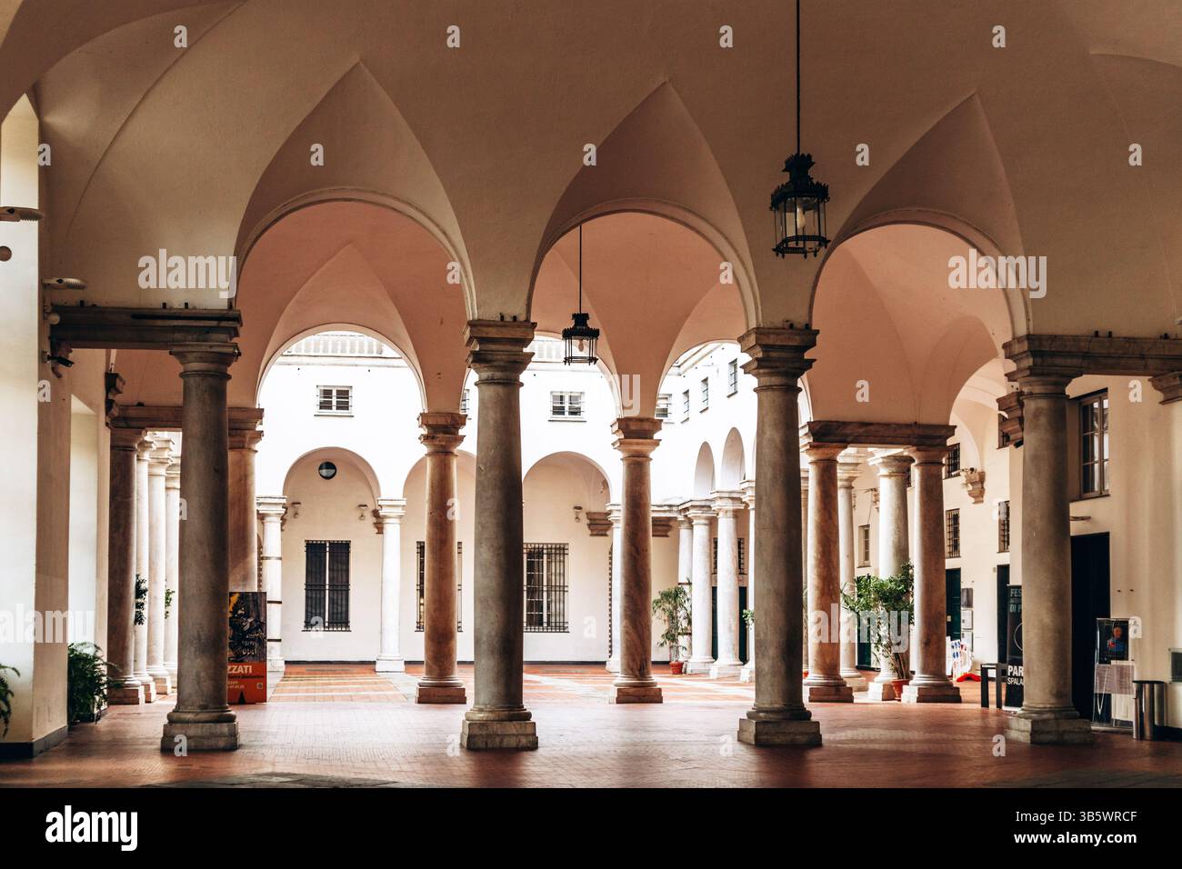 Genoa, Italy - September 22, 2024: Elegant Renaissance loggia with ...