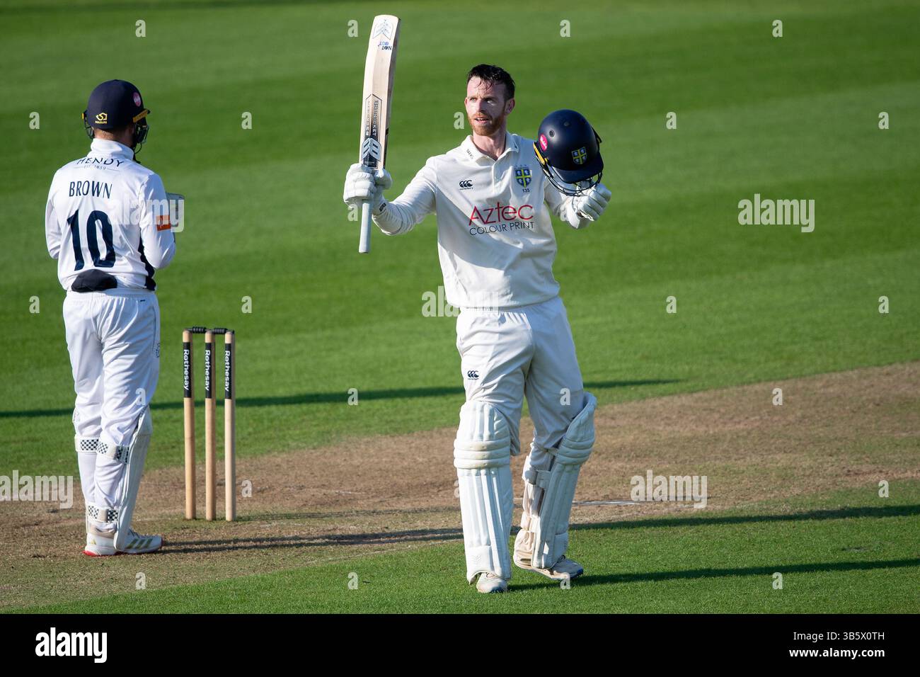 Southampton, UK, 02 May 2025. Graham Clark of Durham celebrates on ...