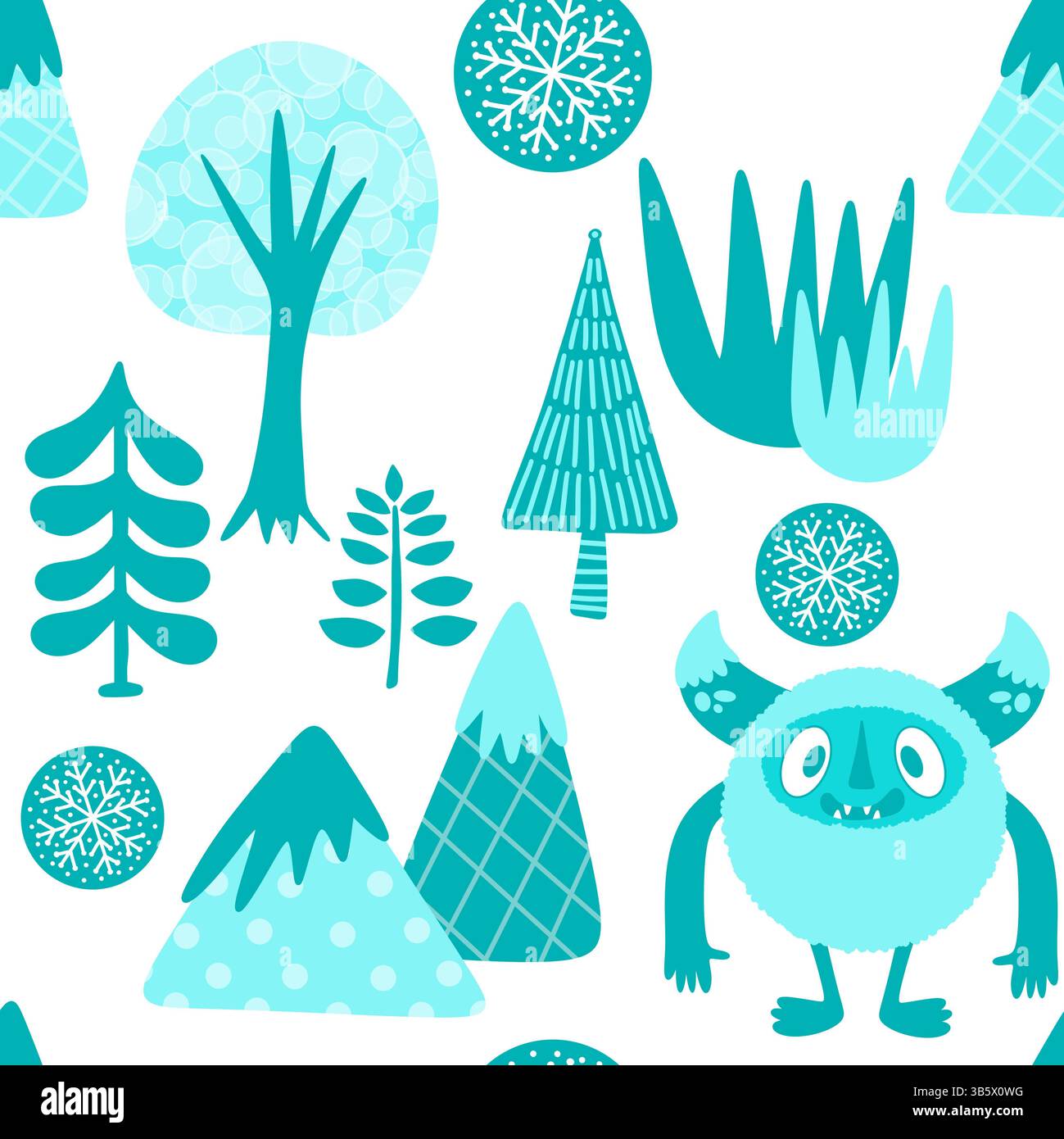 Winter monsters seamless Christmas yeti pattern for wrapping paper and ...