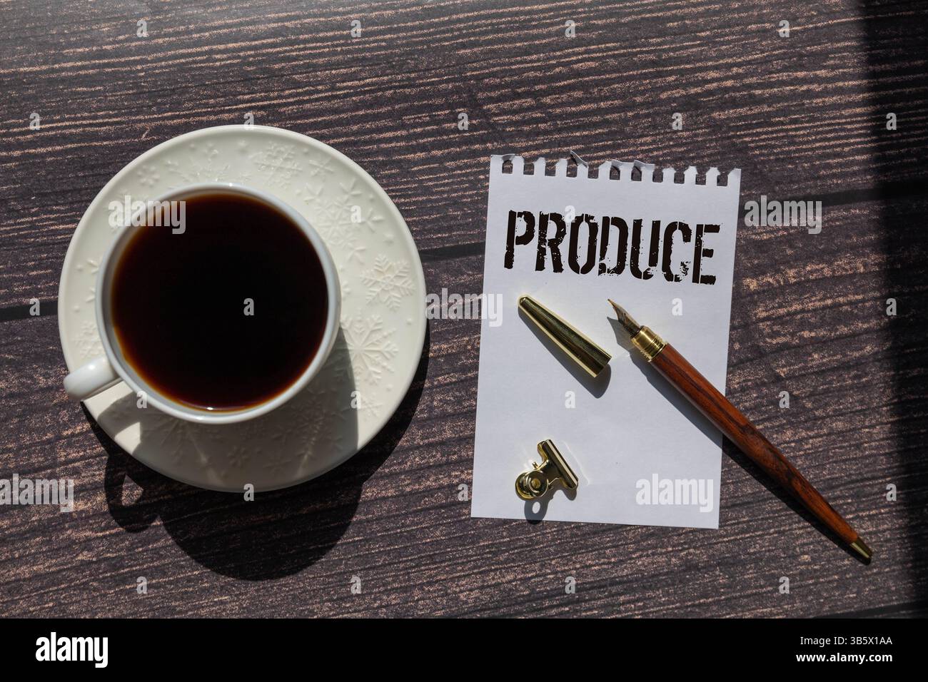 Produce word. Produce text banner on brown batik cloth with floral ...