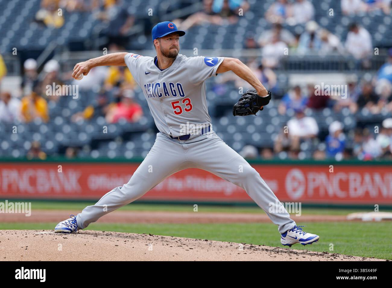 PITTSBURGH, PA - MAY 01: Chicago Cubs pitcher Colin Rea (53) delivers a ...