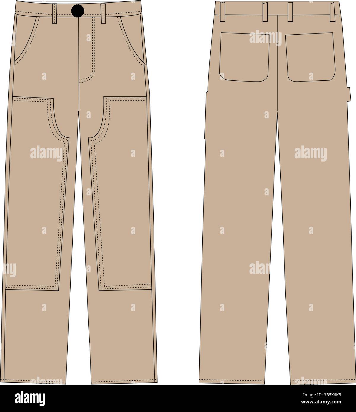 Classic Beige Cargo Pants Technical Fashion Illustration | Flat Apparel ...