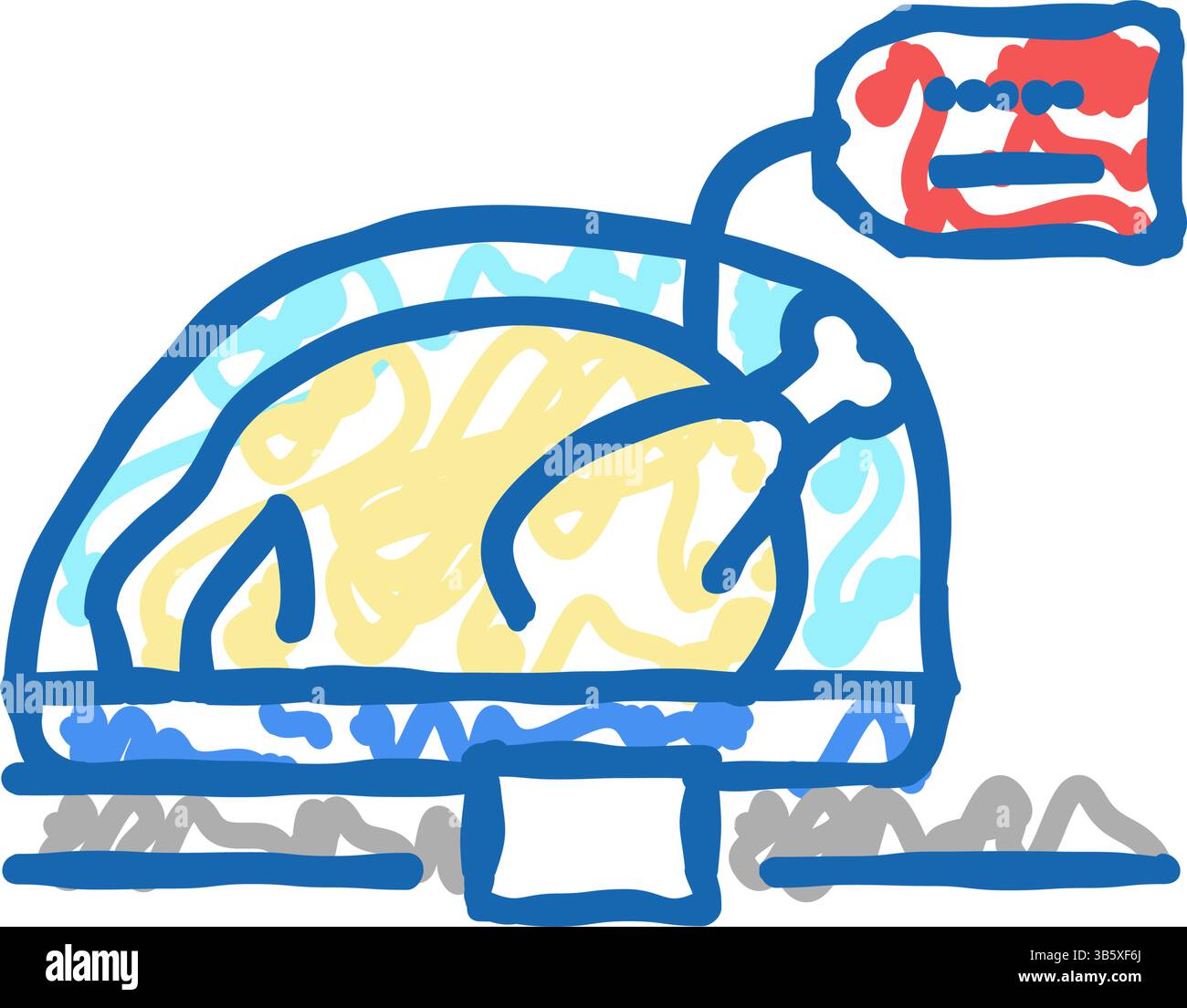 chicken carcass in package on market counter icon doodle illustration ...