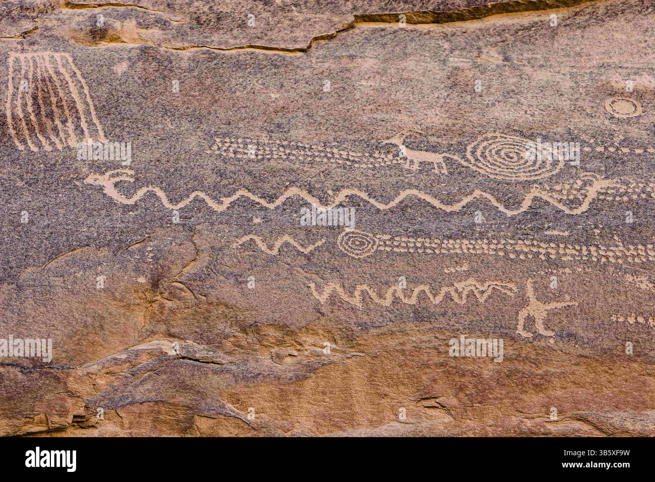 November 16, 2007, Utah, United States: A horned snake petroglyph panel ...
