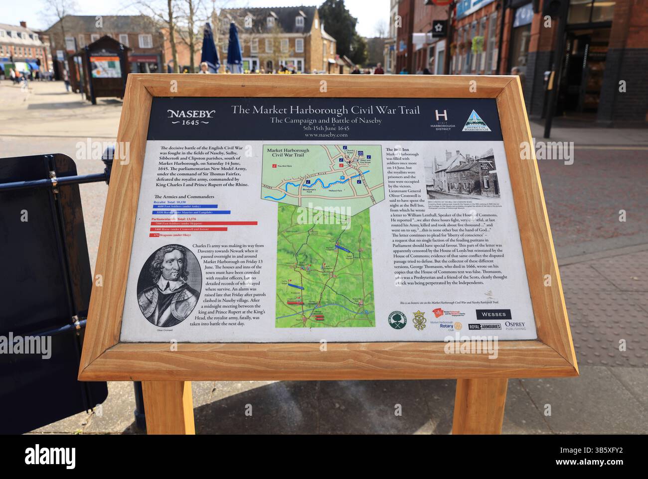 Information signs for the Civil War Trail in Market Harborough, about ...