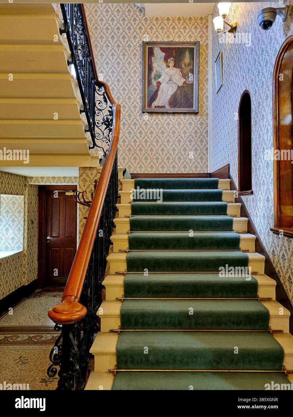 View of the green staircase at Tynwald, the Parliament of the Isle of ...