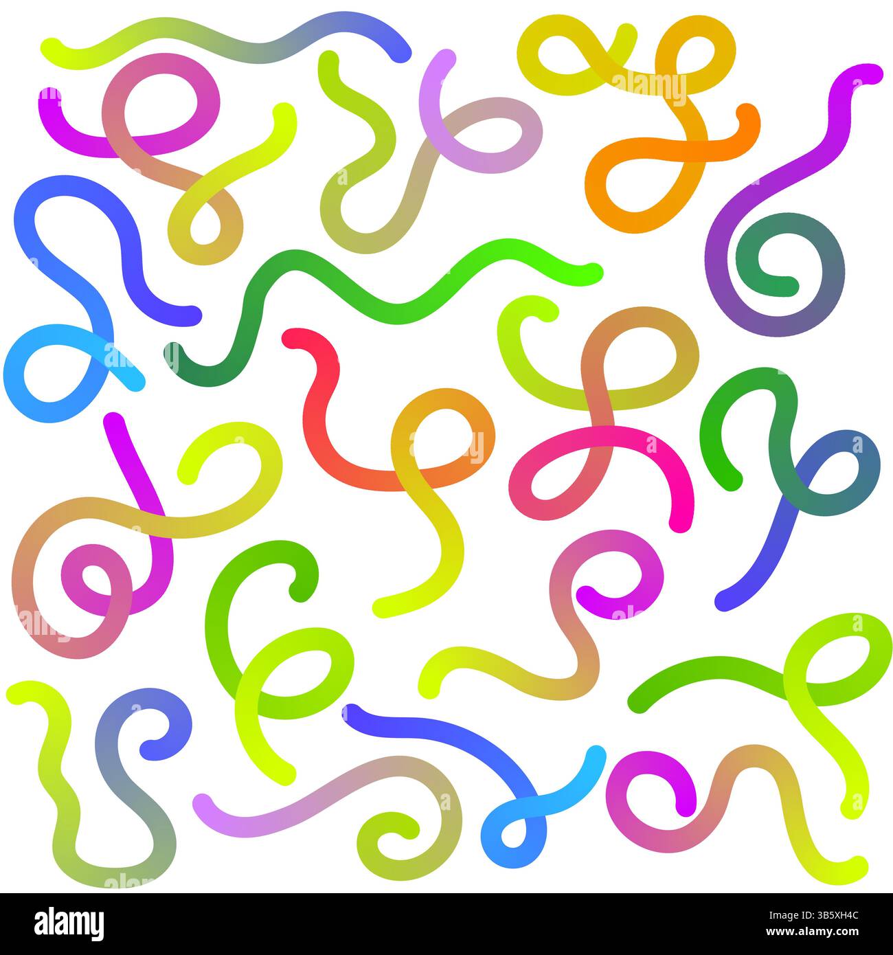 Vector Neon Colorful Line Shapes with Gradient. Abstract Wavy Pattern ...
