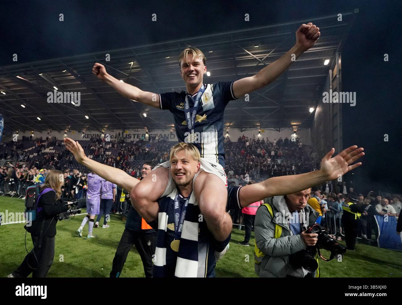 Falkirk FC's Ethan Ross celebrates winning the league after the William ...