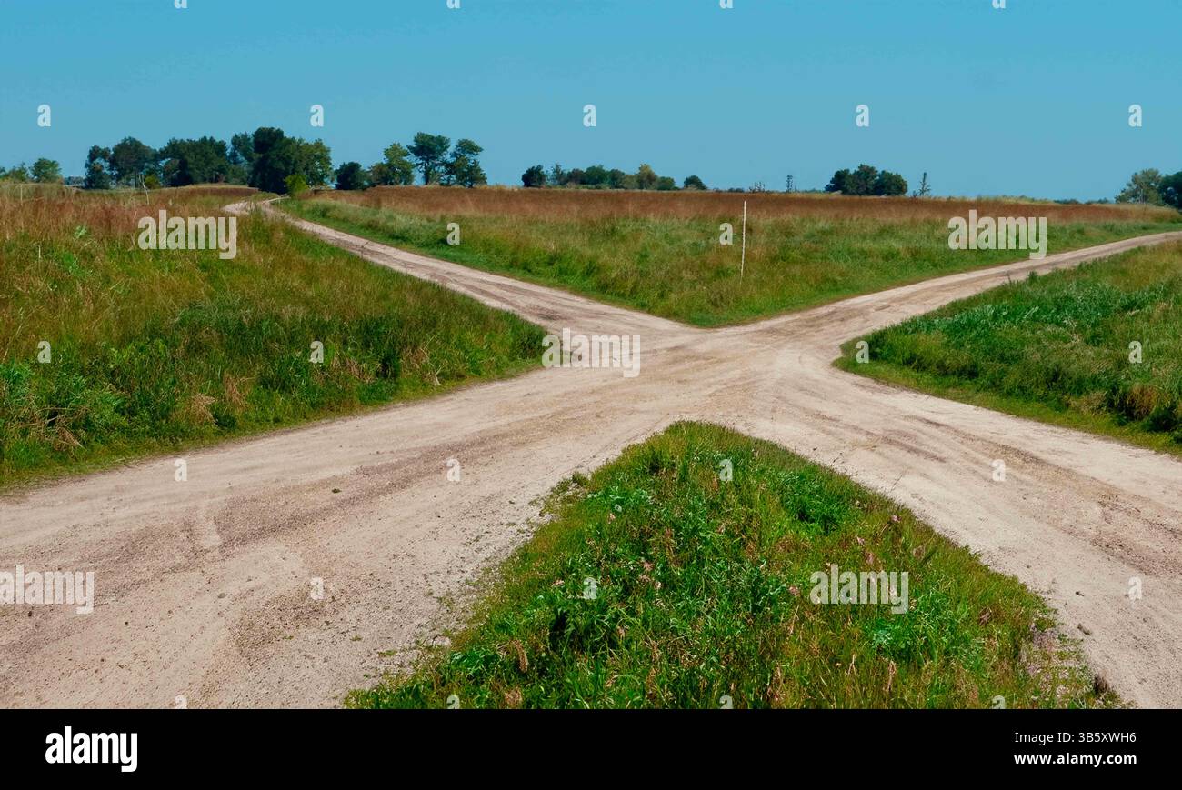 Road forking. Crossroads of life. Which path to follow Stock Photo - Alamy