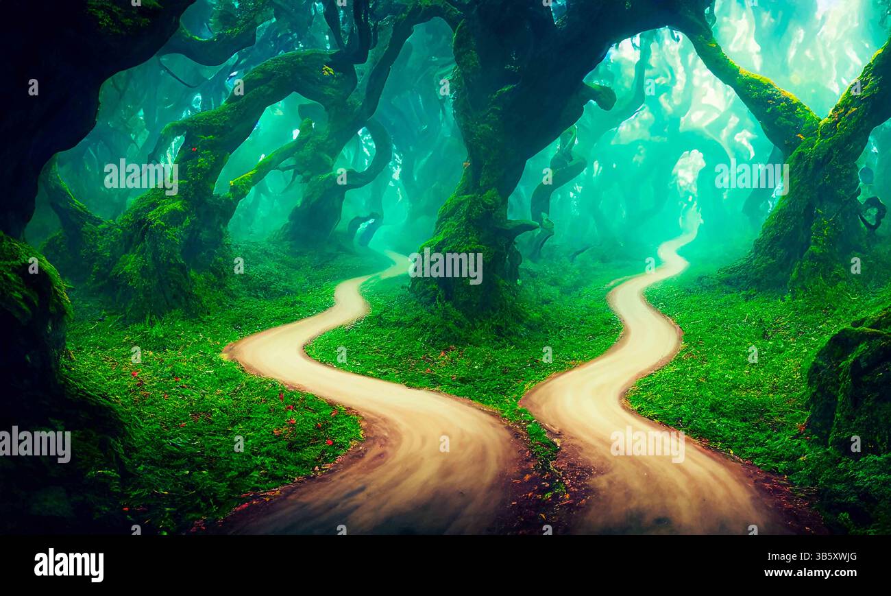 Road forking. Crossroads of life. Which path to follow Stock Photo - Alamy