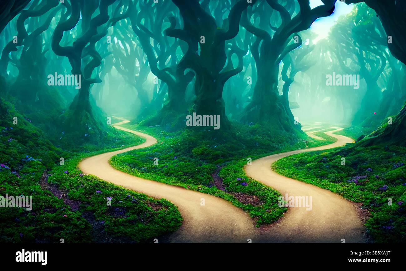 Road forking. Crossroads of life. Which path to follow Stock Photo - Alamy