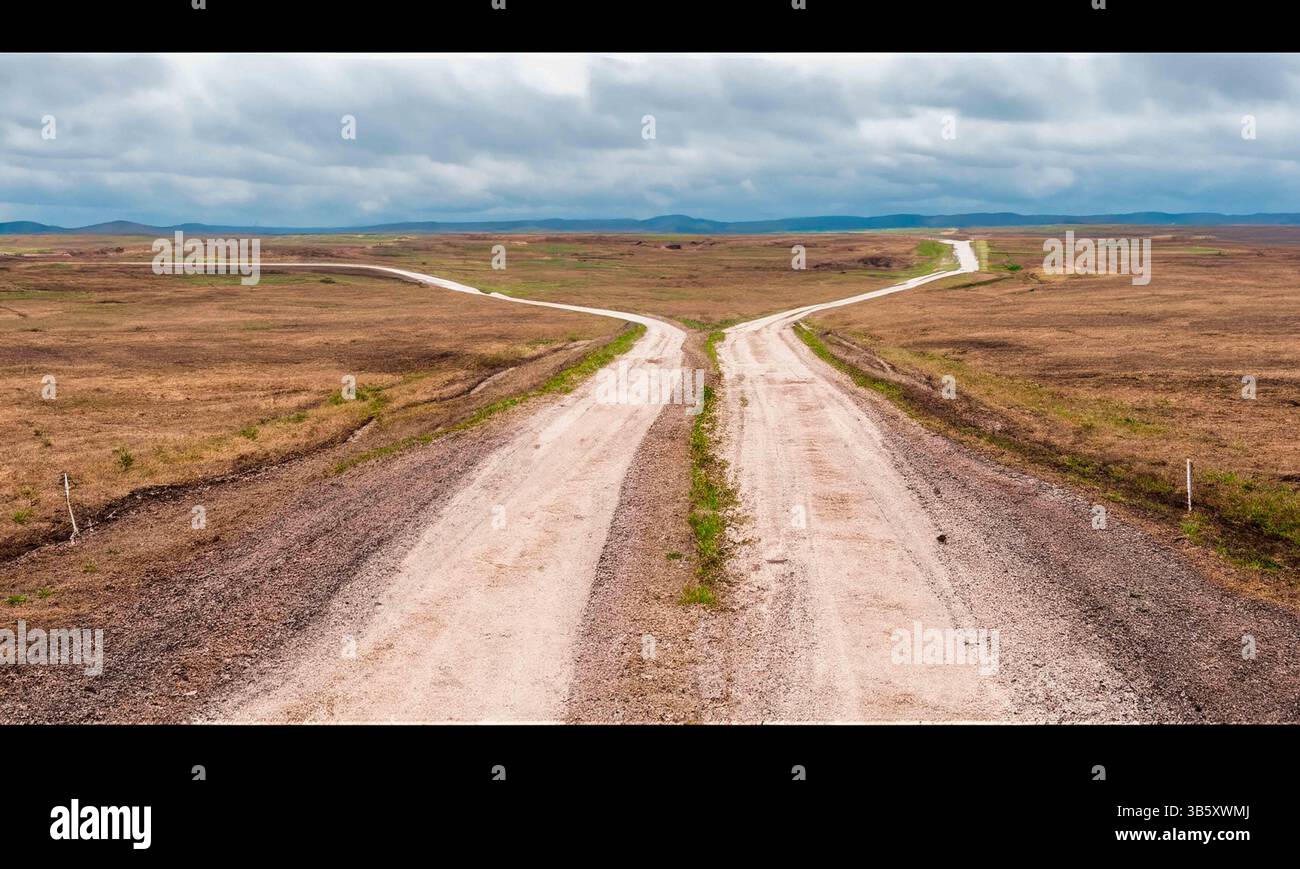 Road forking. Crossroads of life. Which path to follow Stock Photo - Alamy