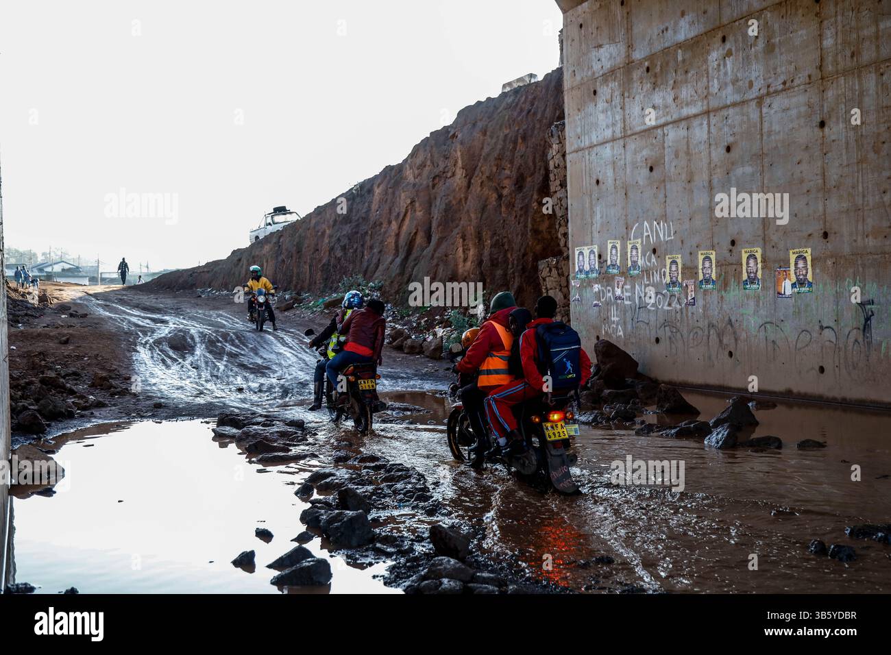 May 6, 2022, NAIROBI, KENYA: Motorcyclist ride through the unfinished ...
