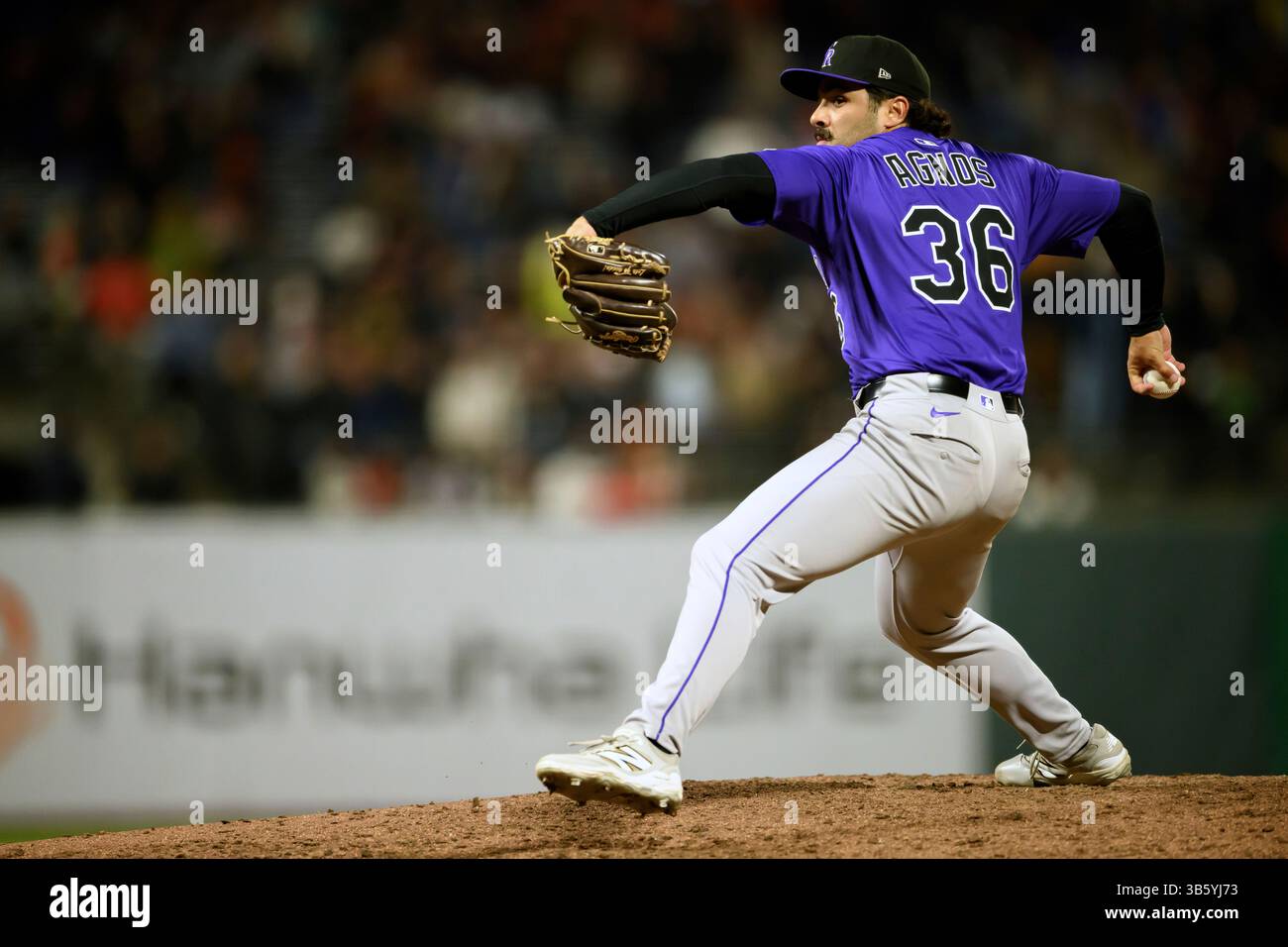 SAN FRANCISCO, CA - MAY 01: Colorado Rockies pitcher Zach Agnos (36 ...