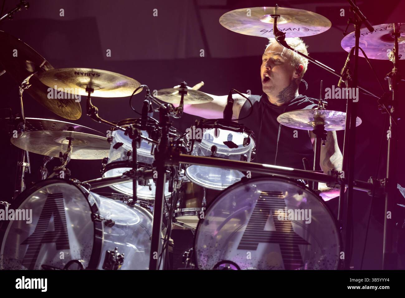 Madison, USA. 30th Apr, 2025. James Cassells of Asking Alexandria at ...