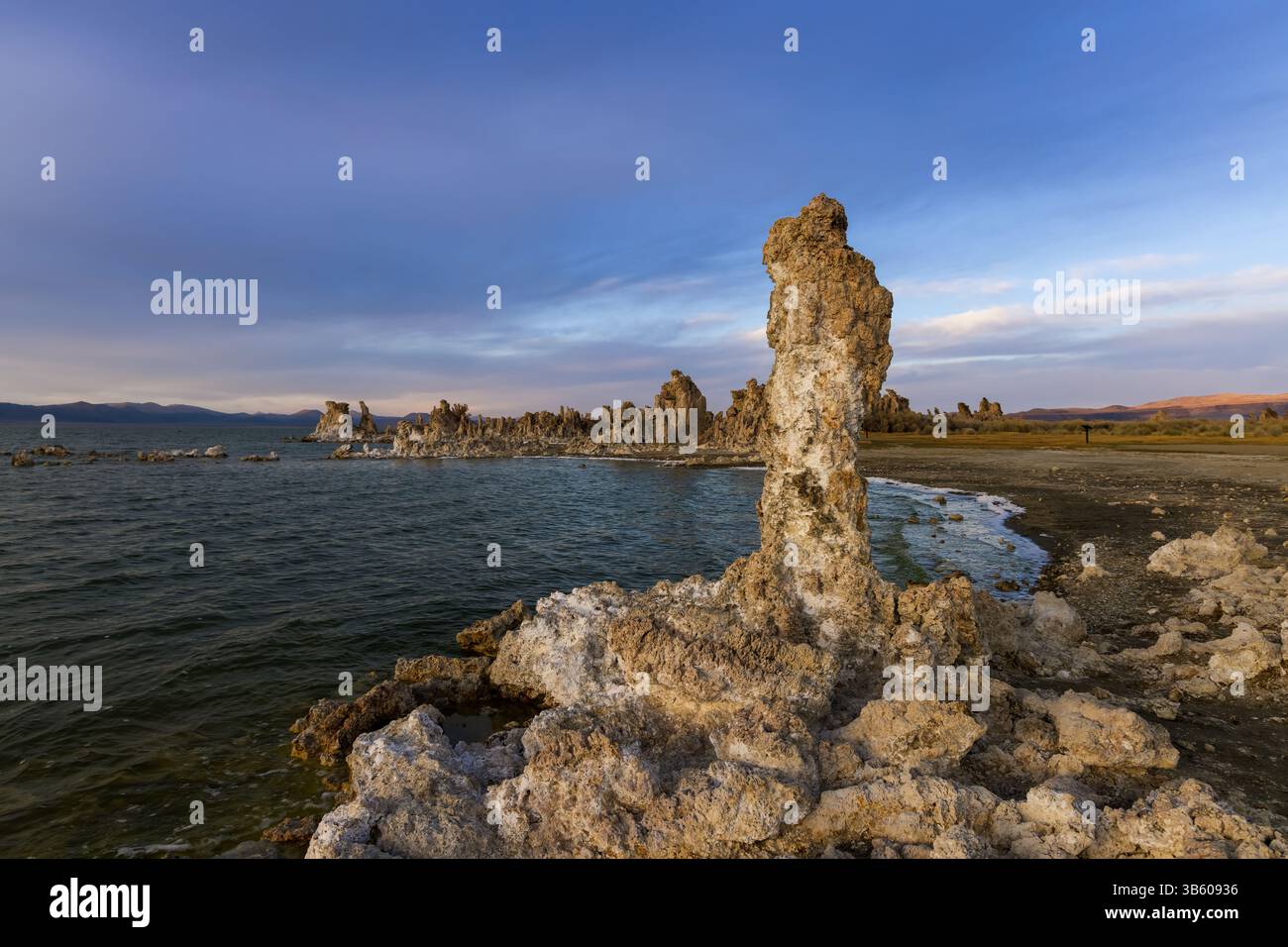 Tall Tufa sedimentary formation by mono lake in California under ...
