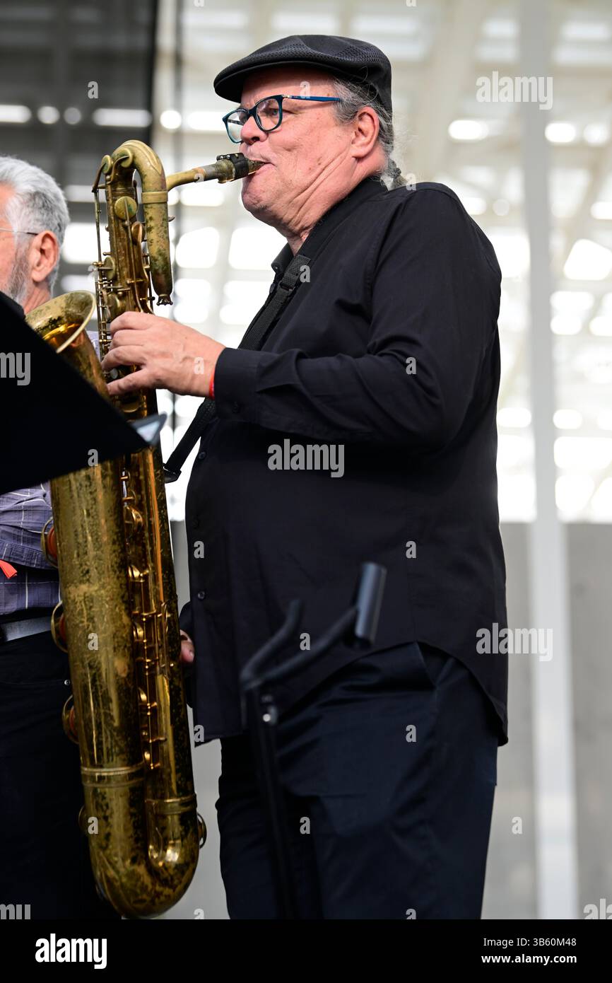 April 26, 2025: Baritone Saxophone player JOHN MILLS of the Texas Horns ...