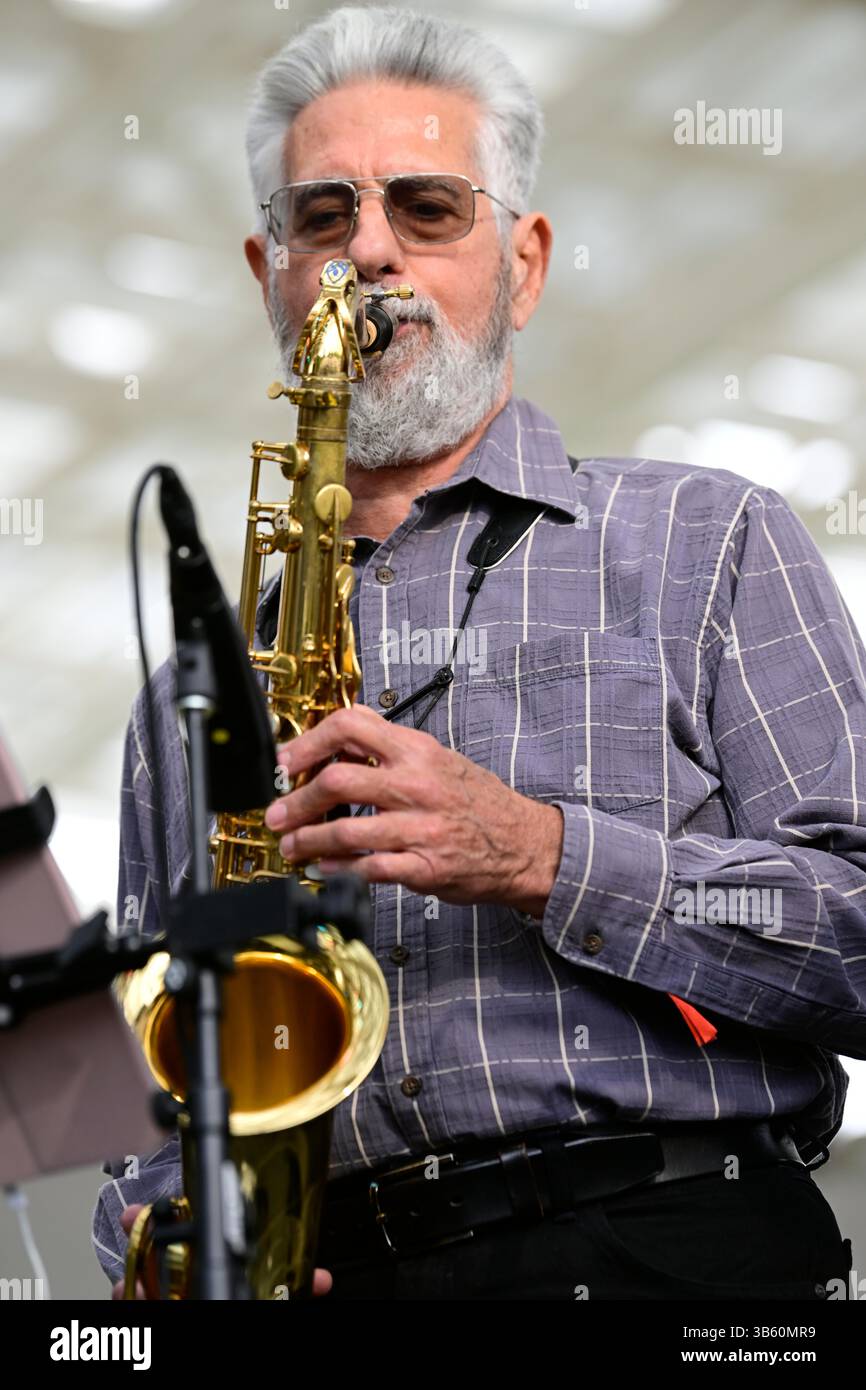 April 26, 2025: Tenor saxophone player MARK "KAZ"" KAZANOFF of the ...