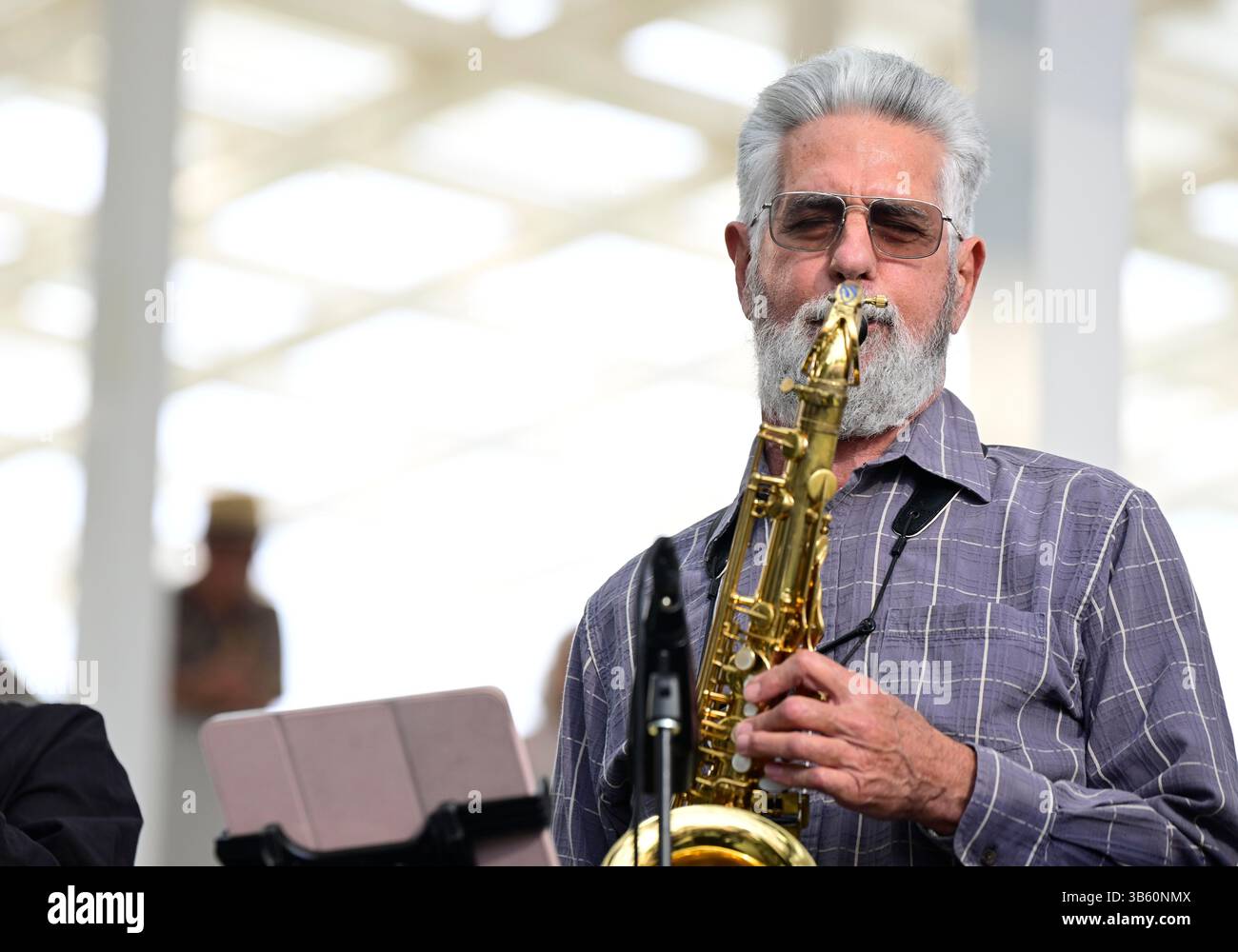 April 26, 2025: MARK "KAZ"" KAZANOFF (tenor sax) of the Texas Horns ...