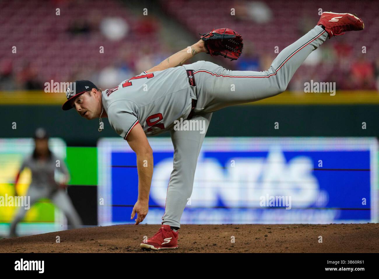 Washington Nationals pitcher Mitchell Parker throws during the first ...